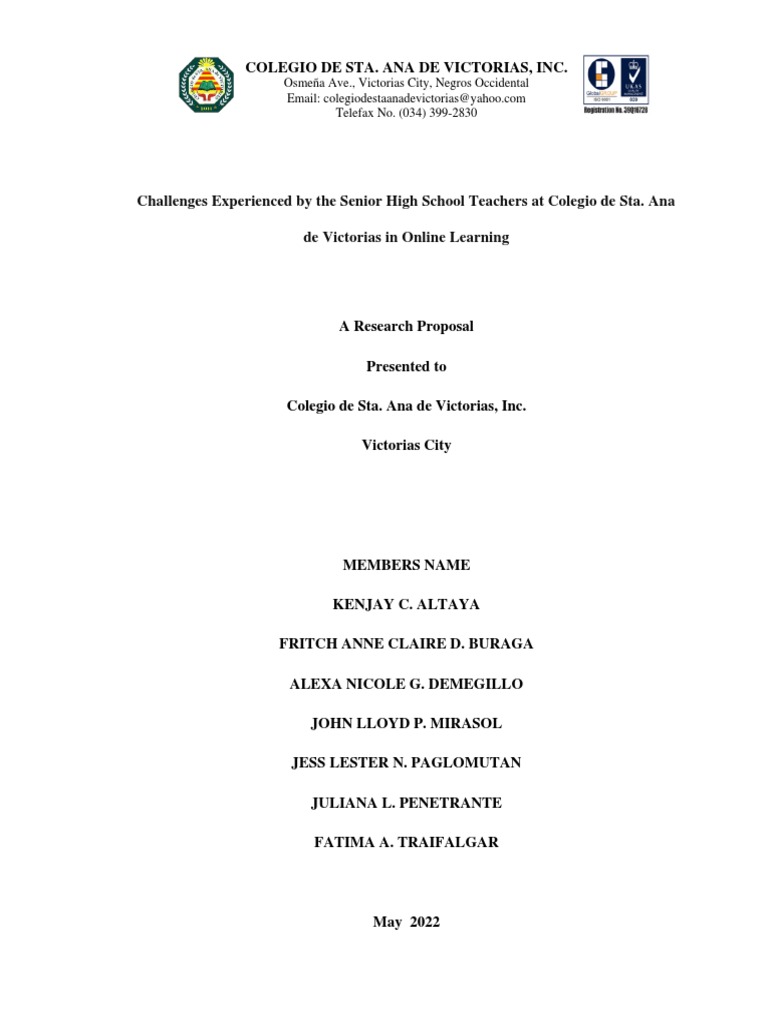 Challenges Experienced by The Senior High School Teachers at Colegio de ...