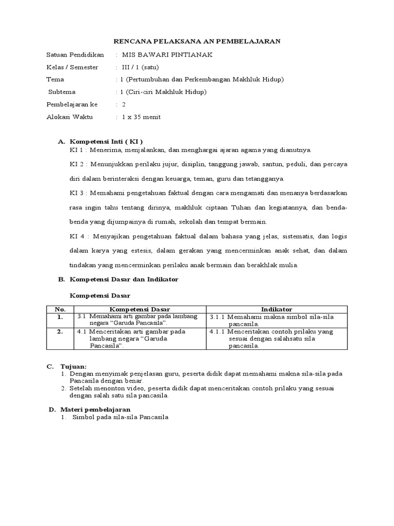 RPP PKN Kelas 3 | PDF