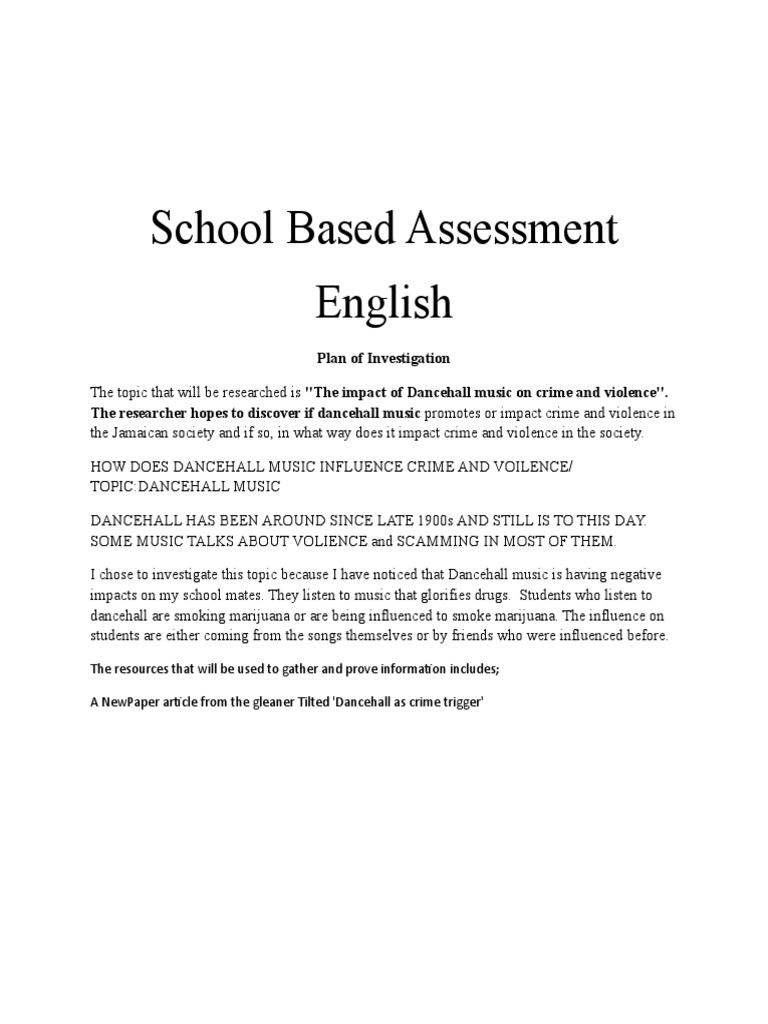 School Based Assessment English | PDF