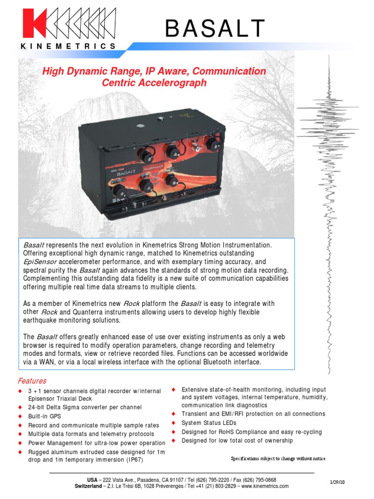 Kinemetrics ROCK Family Basalt | PDF | Computer Network | Usb