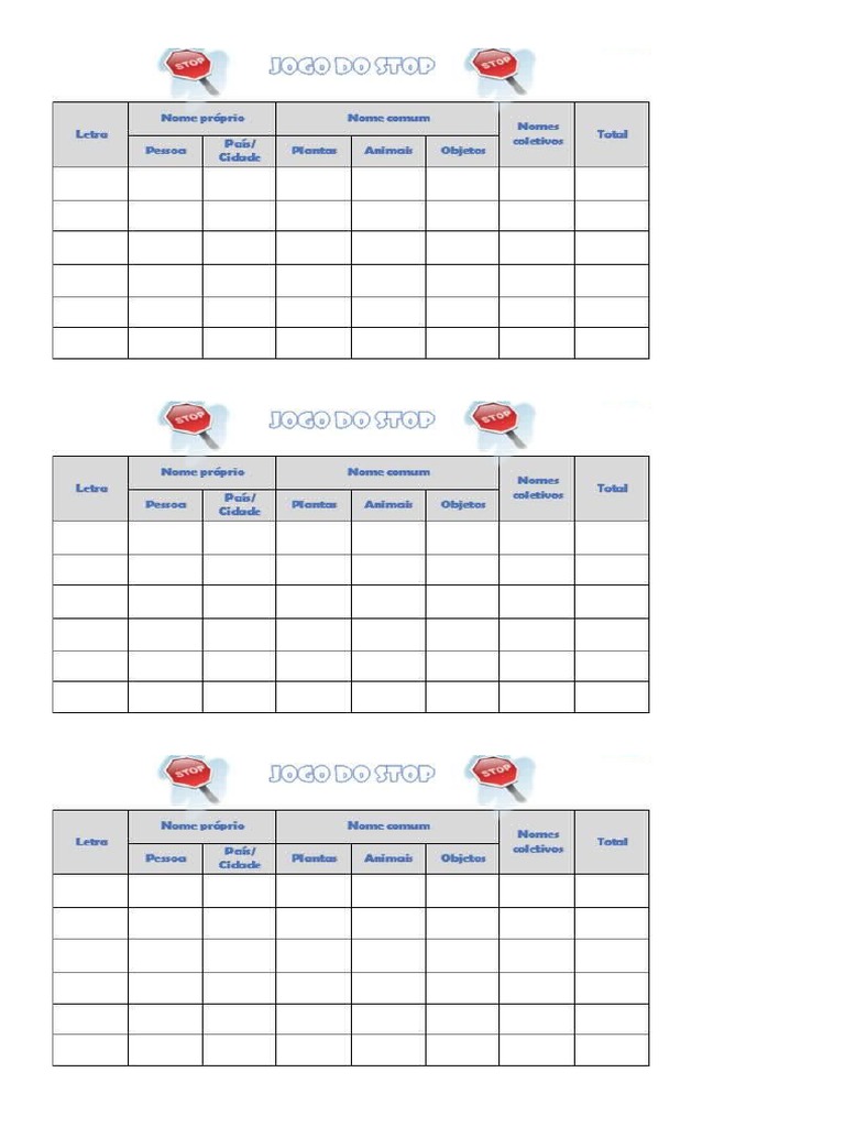 Jogo Do Stop | PDF