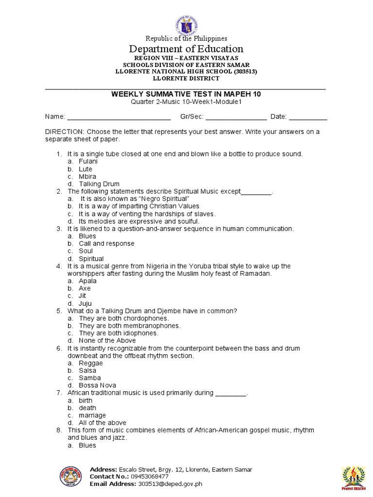 WT-Q2-Music10-Wk1-4 (Module 1) | PDF | Entertainment | Popular Music