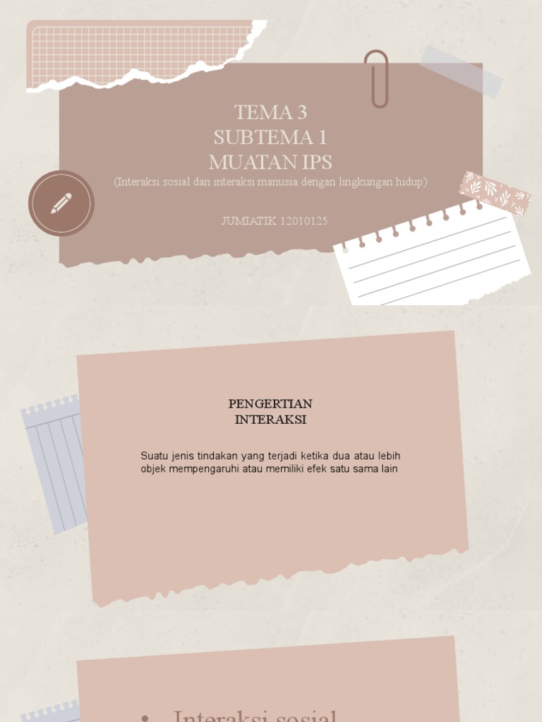 Tema 3 Subtema 1 Muatan Ips: (Interaksi Sosial Dan Interaksi Manusia ...