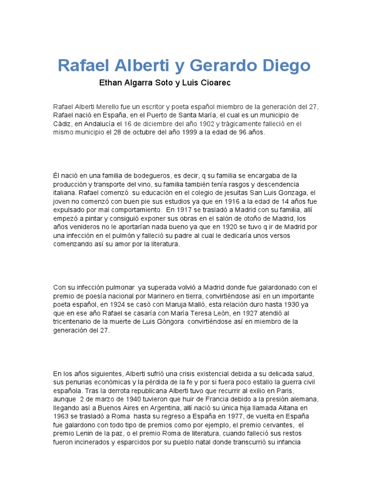 Trabajo Rafael Alberti | PDF | Literatura española