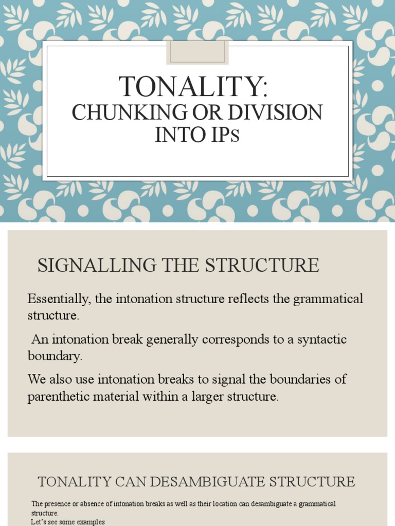 Tonality - Chunking | PDF | Foreign Language Studies