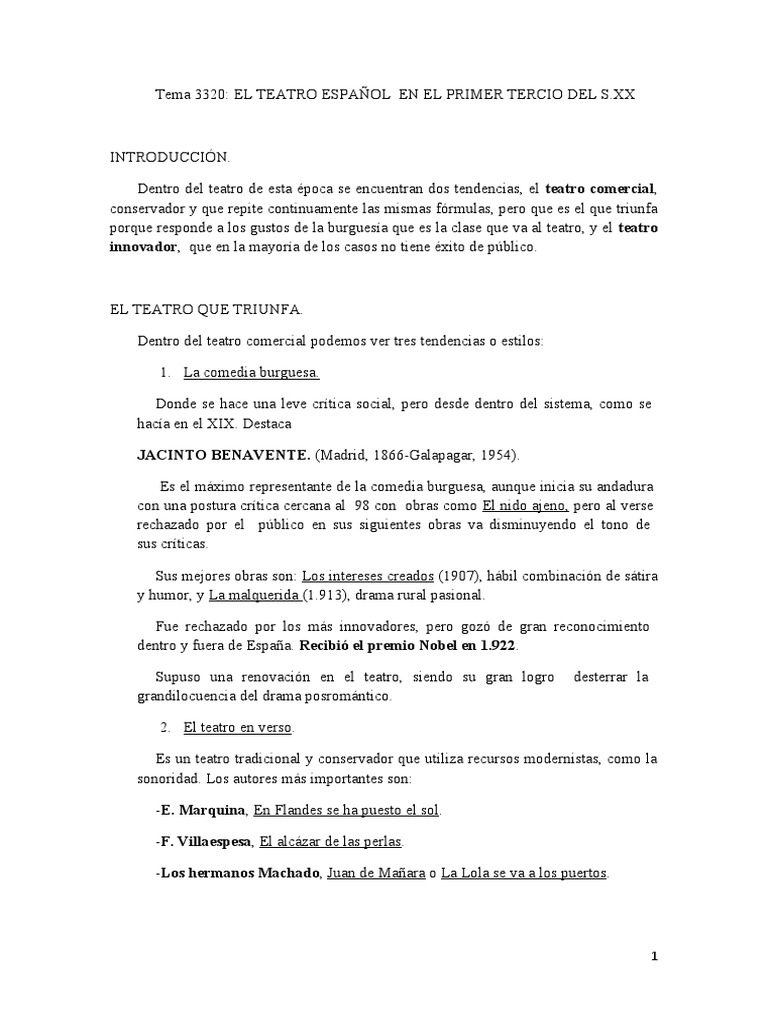 T. 3 El Teatro Español en El Primer Tercio Del Siglo XX | PDF ...