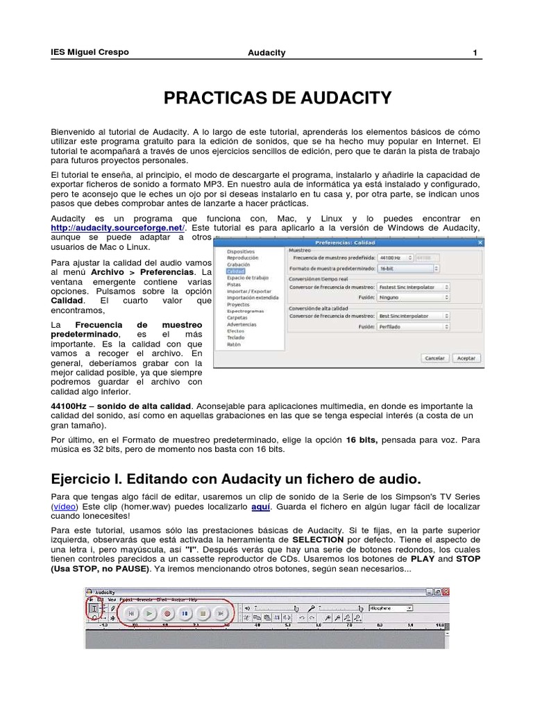 Practicas de Audacity-1 | PDF | Archivo de computadora | Mp3
