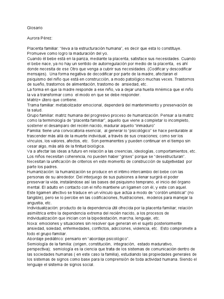 Glosario Aurora Perez | Descargar gratis PDF | Psique (psicología) | Ciencias del comportamiento