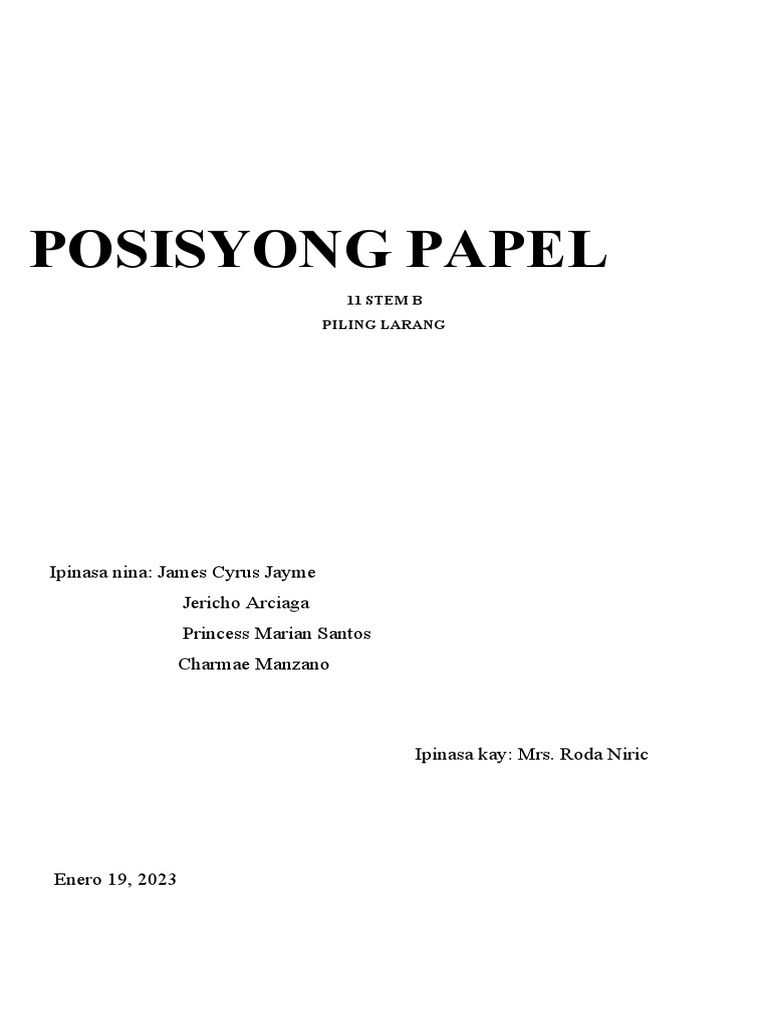 Posisyong Papel | PDF