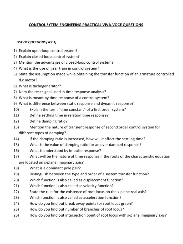 Control Questions | PDF | Control Theory | Systems Theory