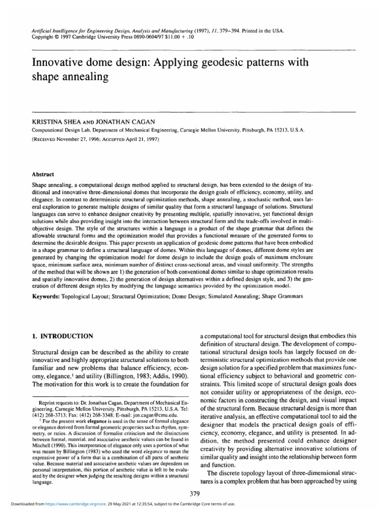 Shea & Cagan, Innovative Dome Design - Applying Geodesic Patterns With Shape Annealing, 1997 ...