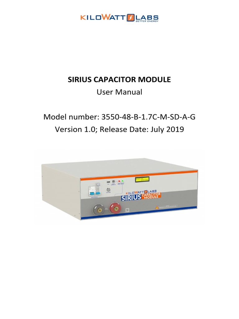 User Manual: Sirius Capacitor Module | PDF | Battery Charger | Series ...