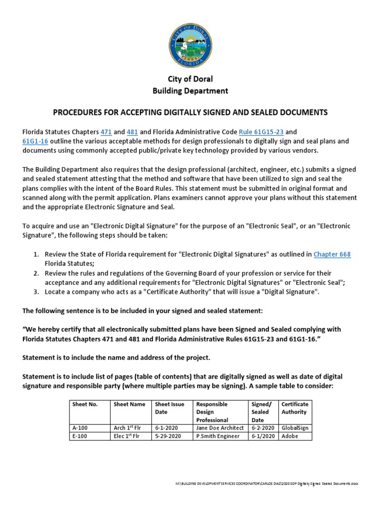 Digital Signature Procedures for Plans | PDF | Computing