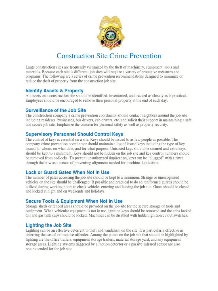 BD Construction Site Crime Prevention-ADA | PDF | Crime Prevention
