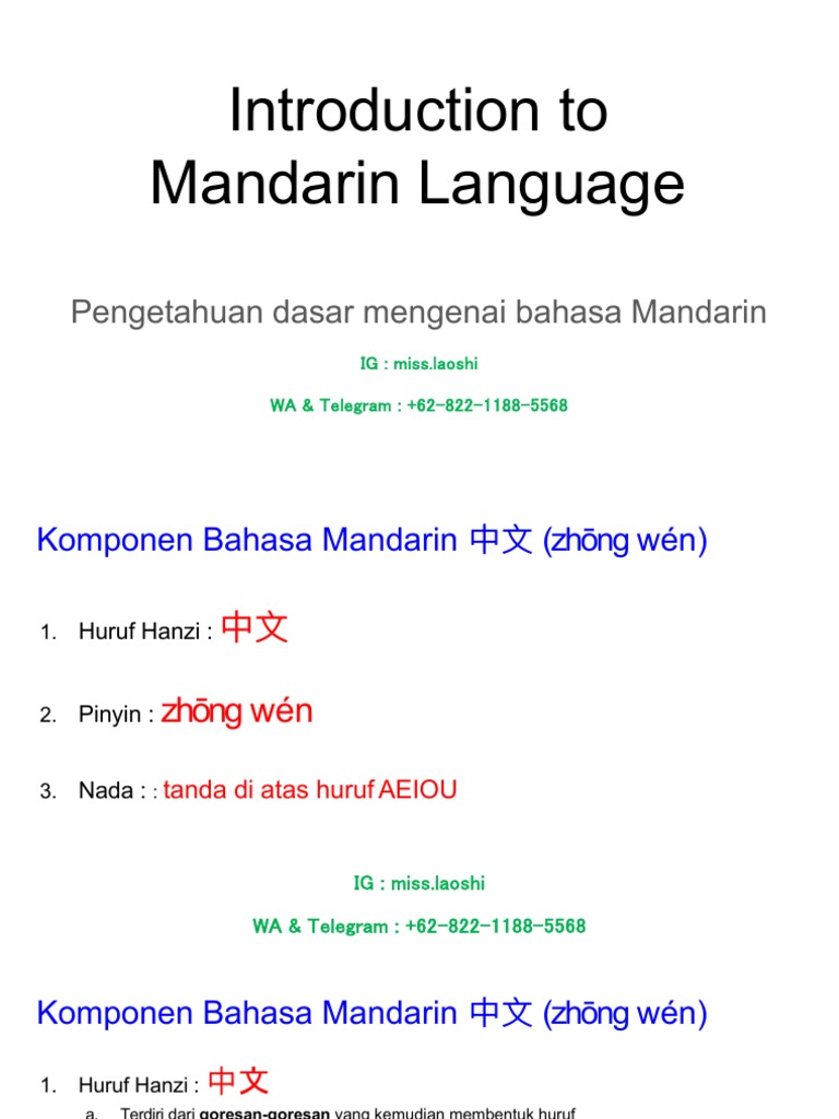 Introduction To Mandarin Language (Very Basic) | PDF | Karier ...