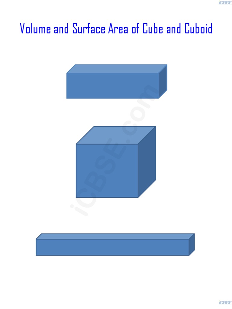 Maths Project 2011 Class X On Volume and Surface Area of Cubes and Cuboids | PDF | Volume ...