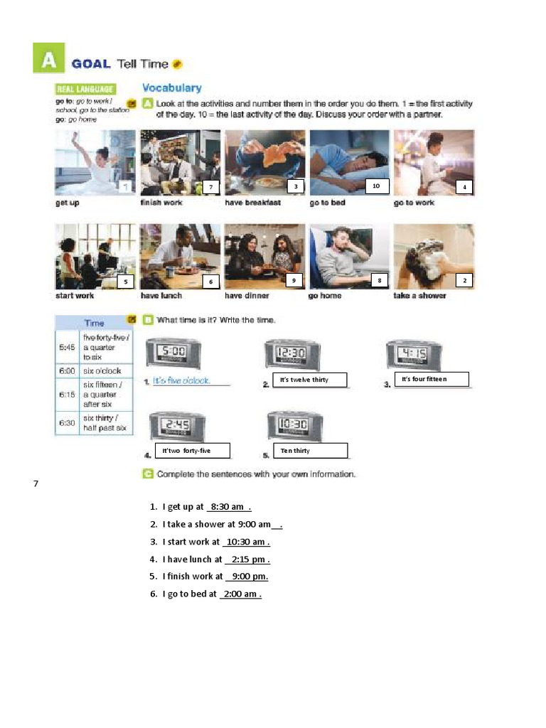 Daily Routine and Time Expressions | PDF | Foreign Language Studies