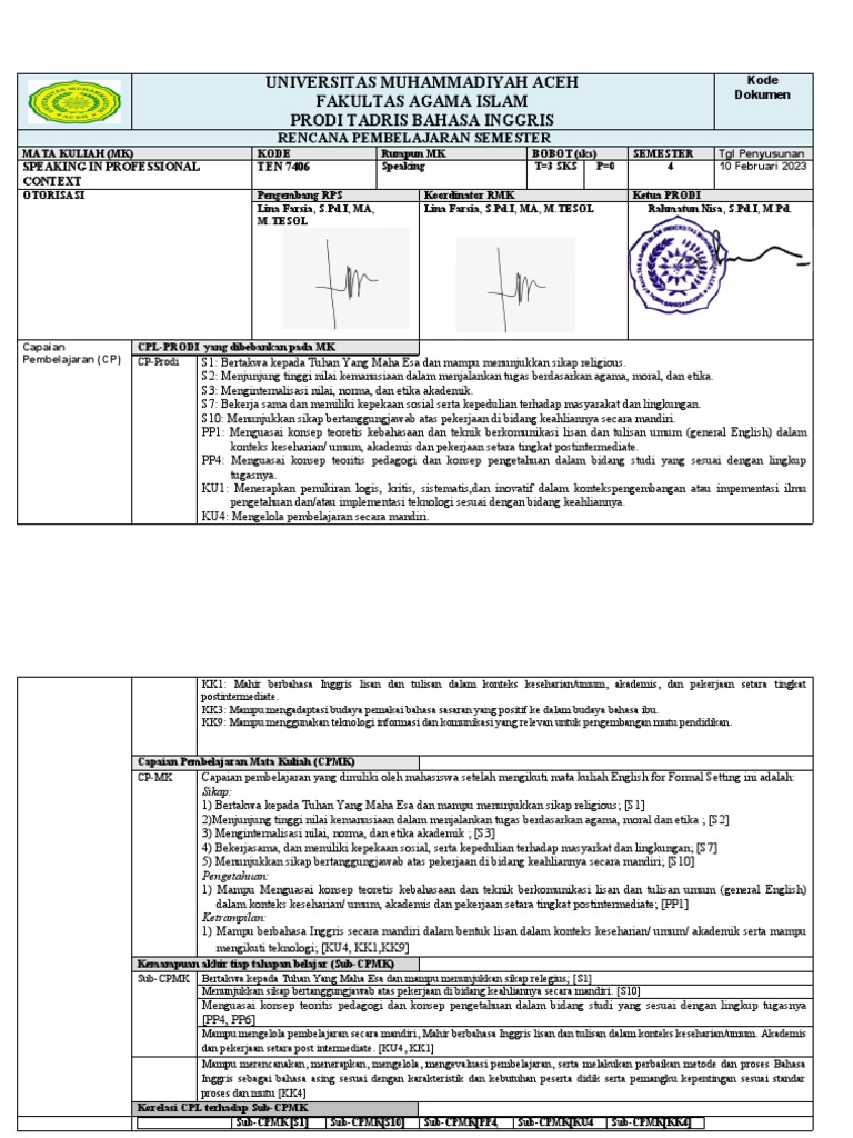 RPS MBKM-Basic Writing | PDF