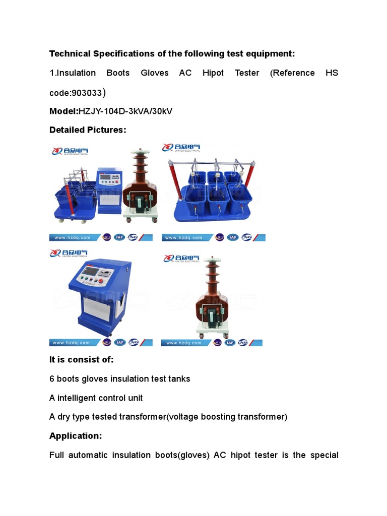 Technical Specifications of The Following Test Equipment | PDF ...