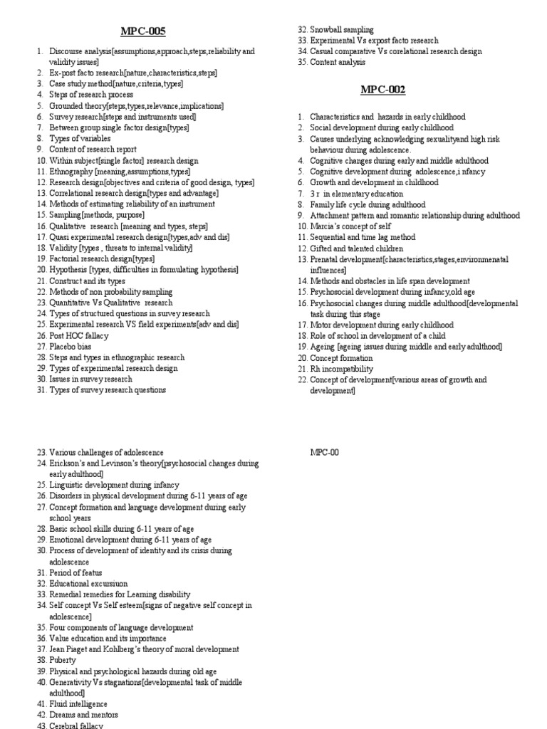 MPC 005 | PDF | Developmental Psychology | Science