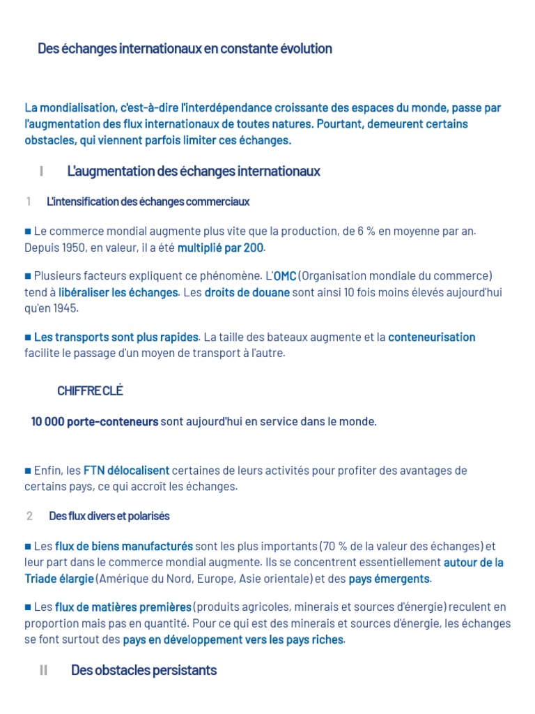 Des Échanges Internationaux en Constante Évolution | PDF | Économie