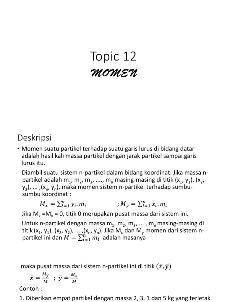 Topic 12 Kalkulus II - Momen | PDF