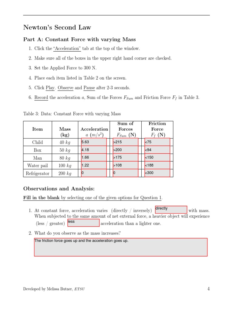 Newtons Labs Online | PDF | Force | Mass