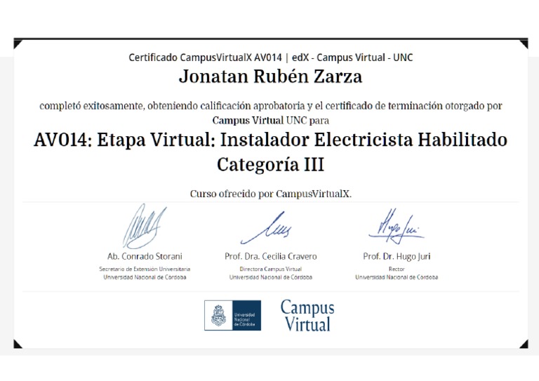 Certificado CAT 3 | PDF