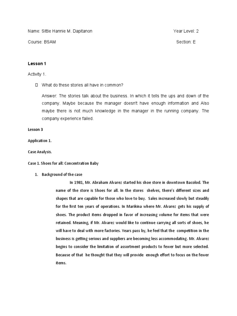 Module1 Prelim Activity&CaseAnalysis | PDF | Lean Manufacturing | Reputation