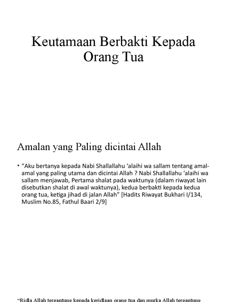 Keutamaan Berbakti Kepada Orang Tua | PDF