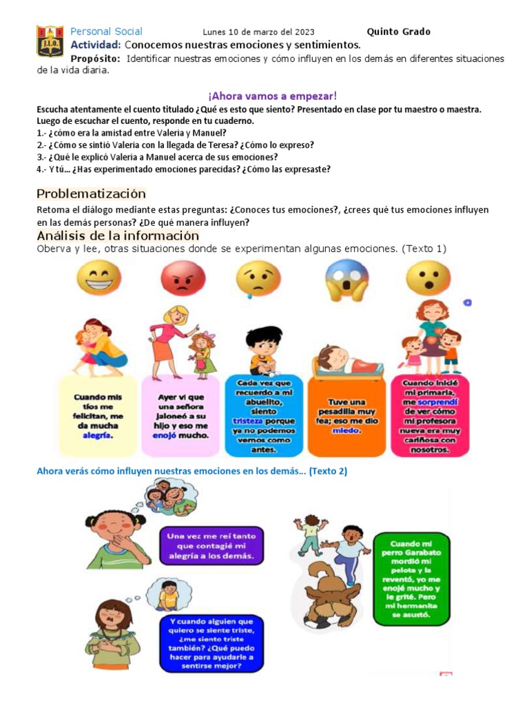 Reconocemos Nuestras Emociones.p. Soc. EDA 1 | PDF | Las emociones | Evaluación