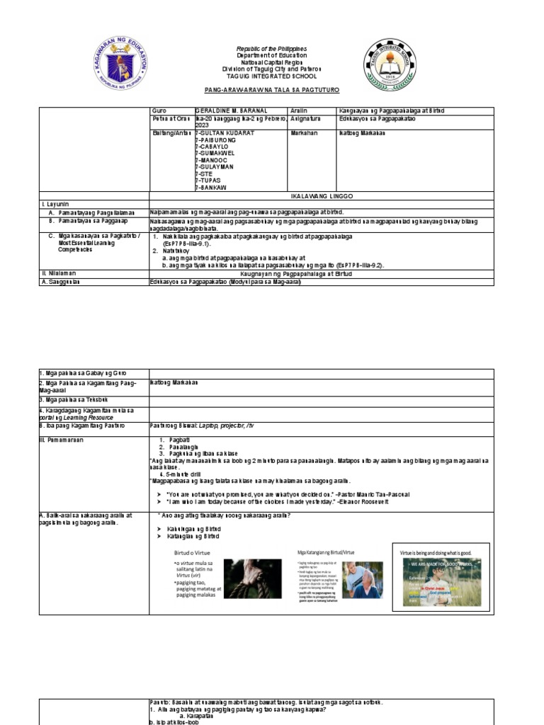 3rd Quarter - Kaugnayan NG Birtud at Pagpapahalaga | PDF