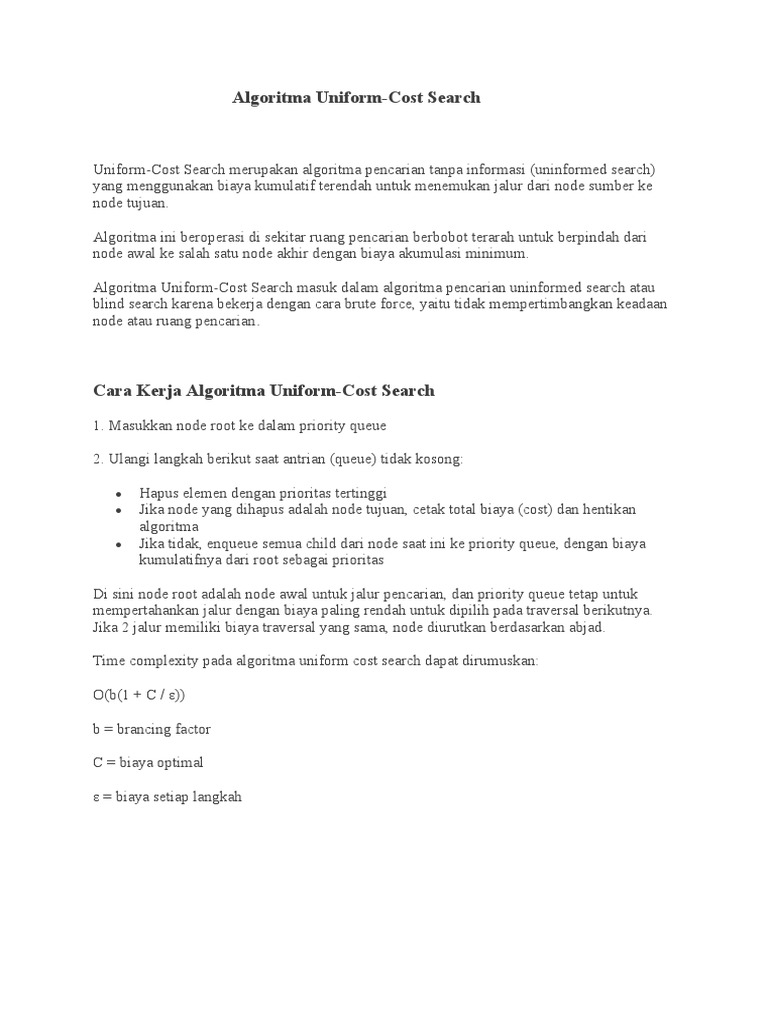 Algoritma Uniform-Cost Search | PDF