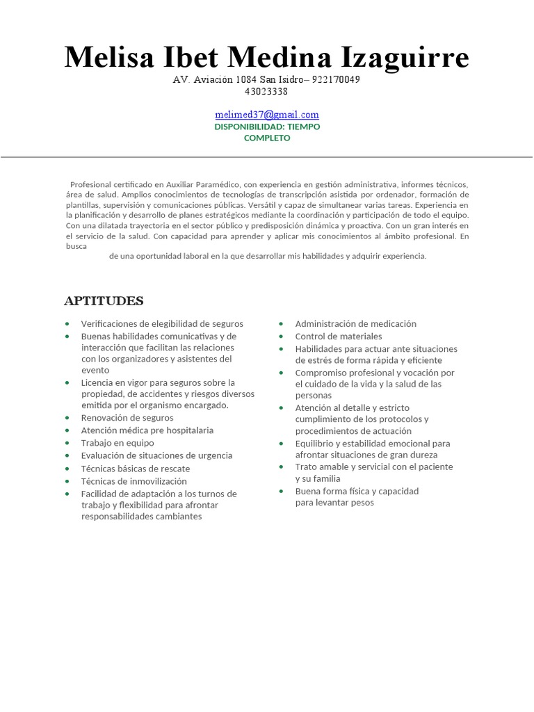 CV Melisa Medina | PDF | Seguro | Informática