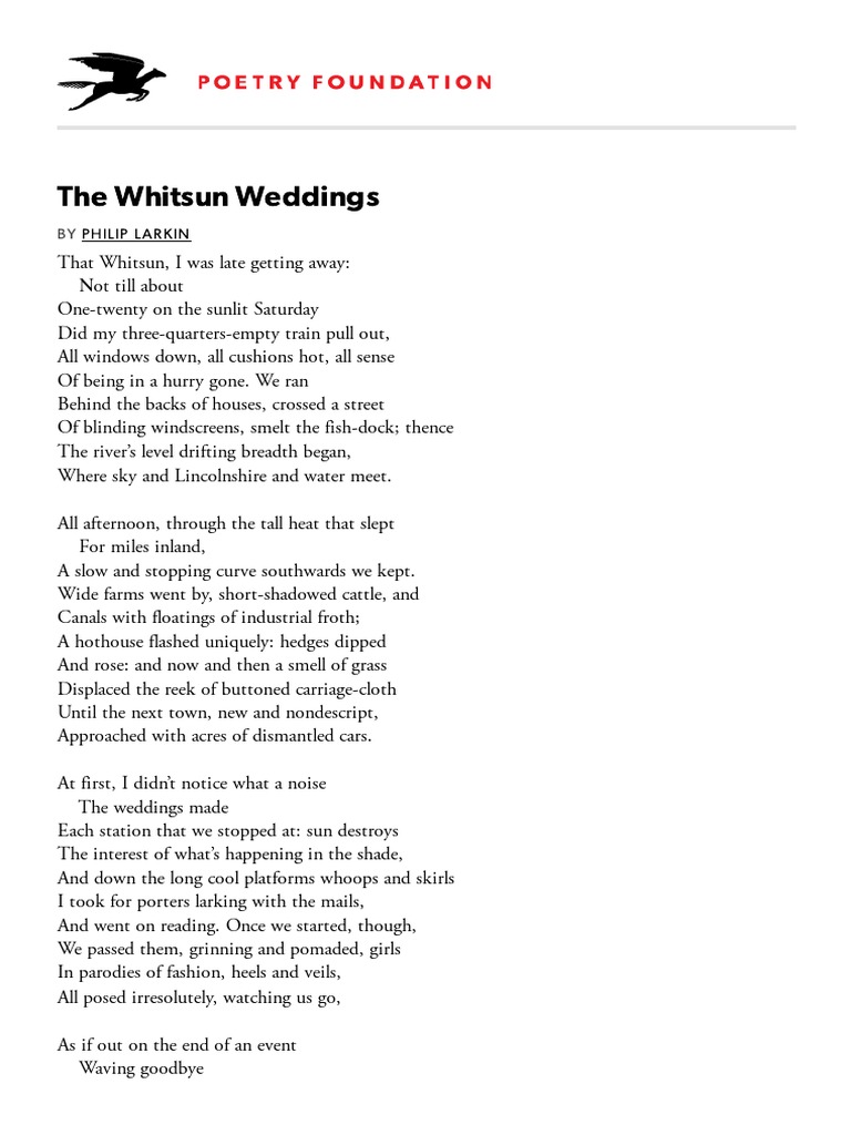 The Whitsun Weddings by Philip Larkin _ Poetry Foundation | PDF