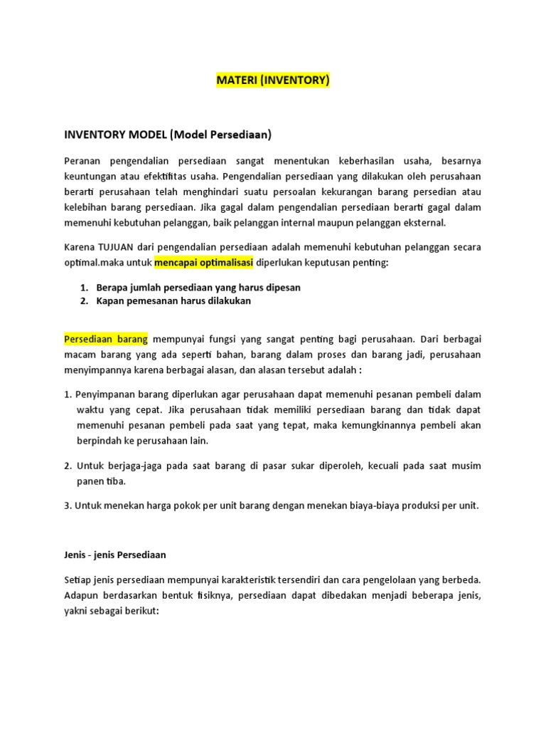 Pengendalian dan Biaya Persediaan EOQ | PDF | Pengelolaan Keuangan & Uang