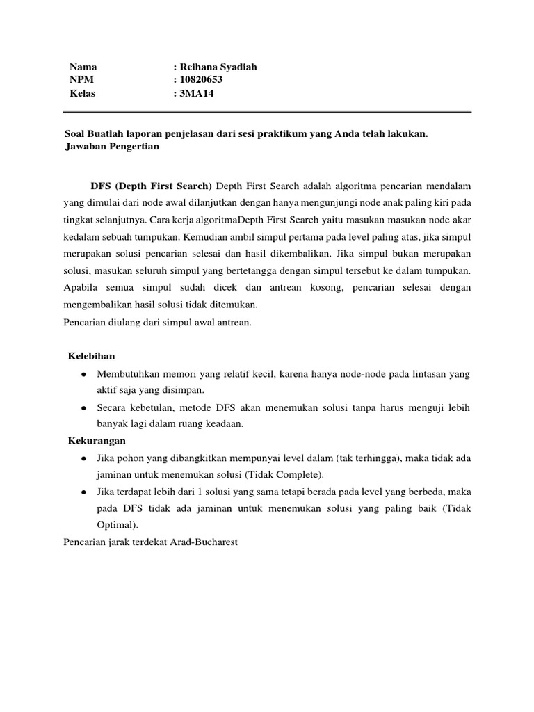 Laporan Praktikum Algoritma DFS | PDF