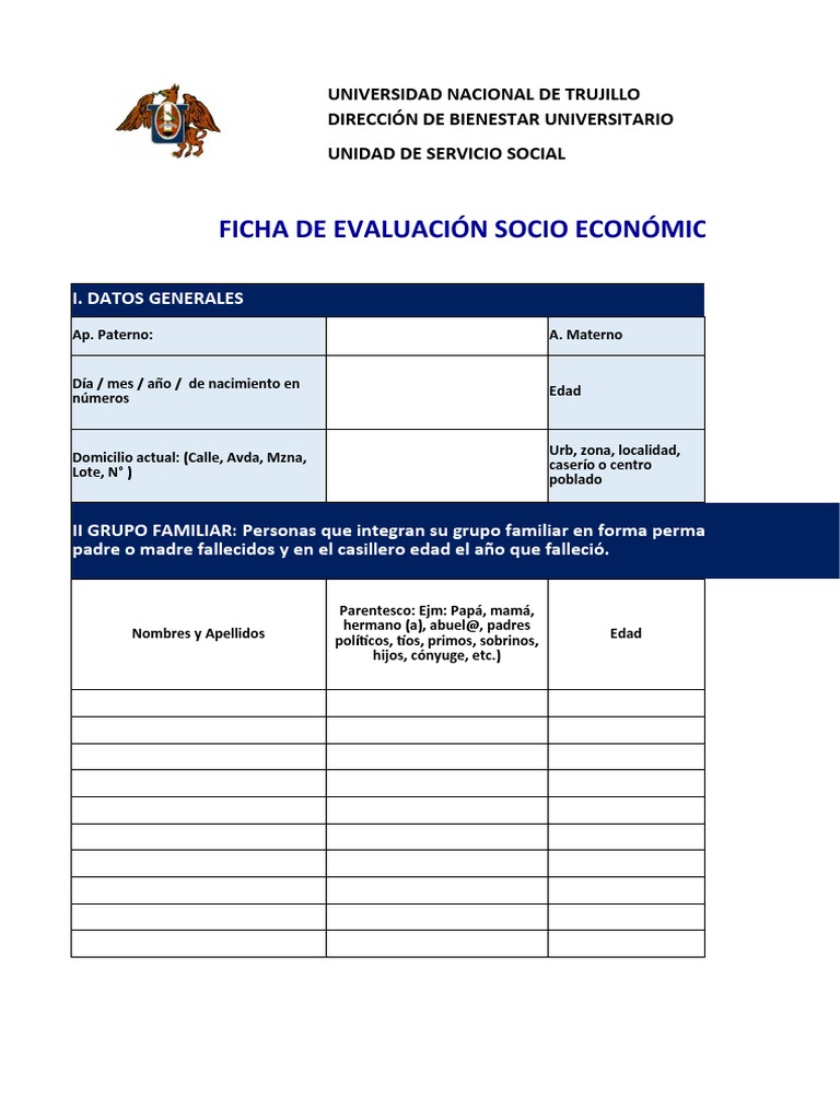 Ficha de Evaluación Socio Económica | PDF