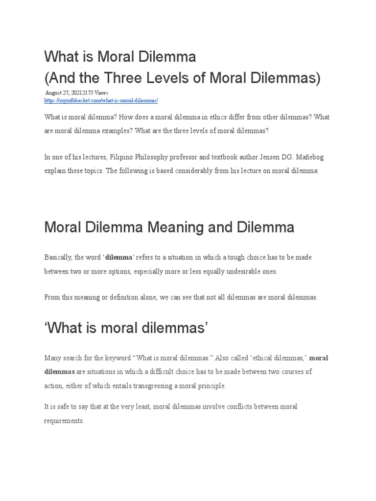 Three Levels of Moral Dilemmas Explained | PDF | Health Care | Universal Health Care
