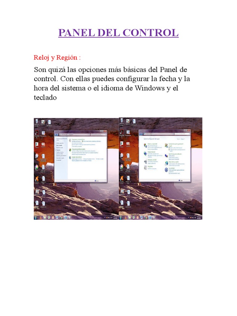 Trabajo de Panel de Control | PDF | Reloj | Teclado