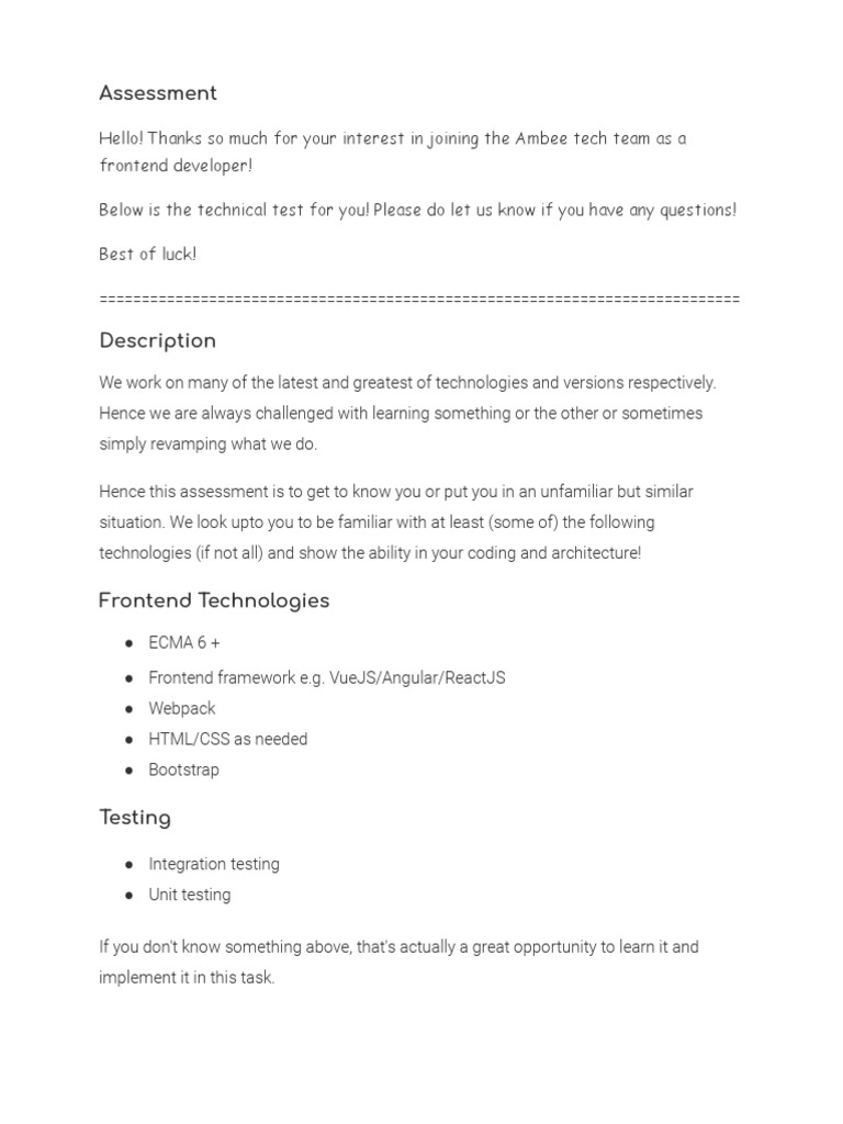 Frontend Developer Assignment - Ambee | PDF | Computer Engineering ... Frontend Developer Assignment - Ambee | PDF | Computer Engineering ...