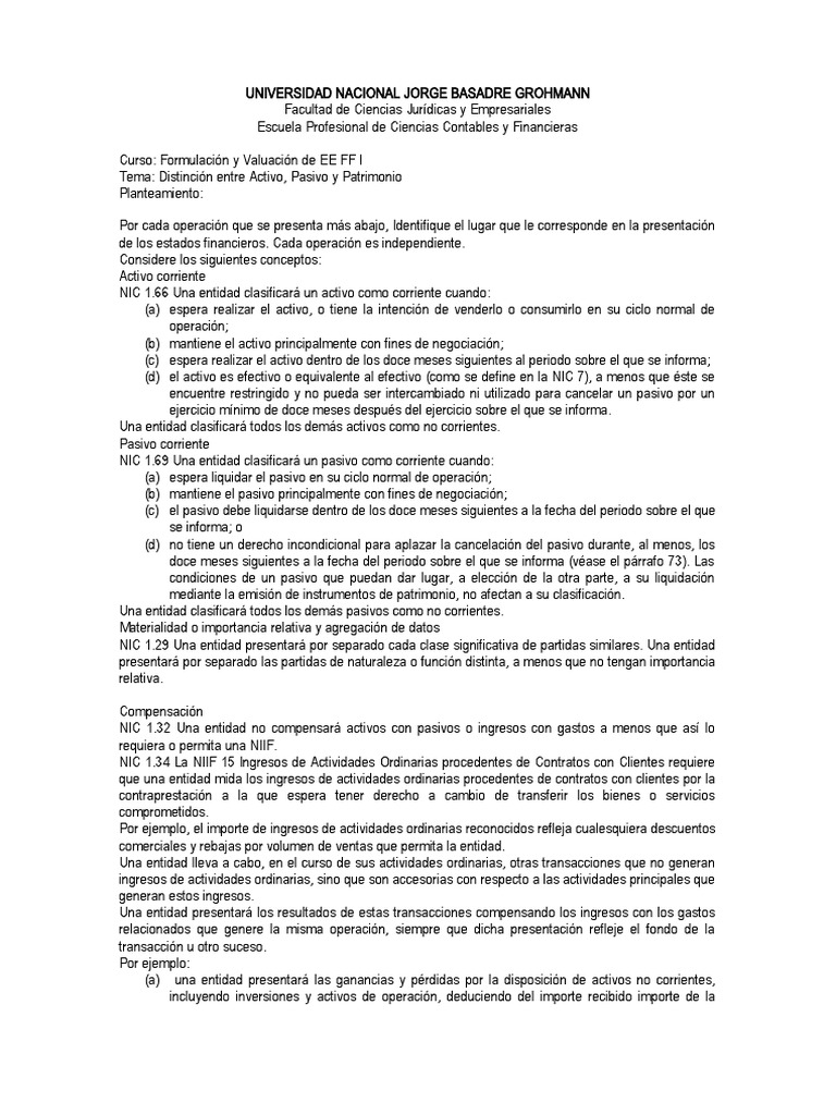 Practica 02 Formulacion y Valuacion EE FF I | PDF | Hoja de balance | normas internacionales de ...