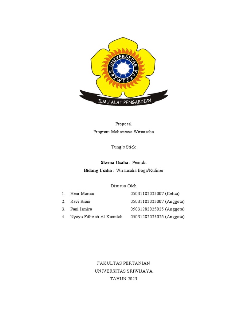 Proposal Wirausaha Kuliner Tung’s Stick | PDF