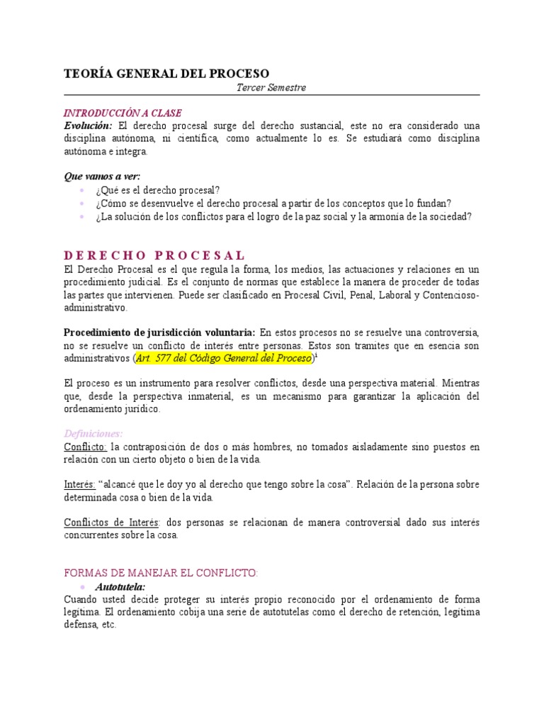 Cuaderno Teoría General Del Proceso | PDF | Ley procesal | Debido al proceso