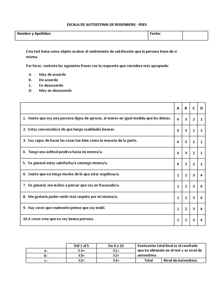 153351366 Escala de Autoestima de Rosenberg | PDF