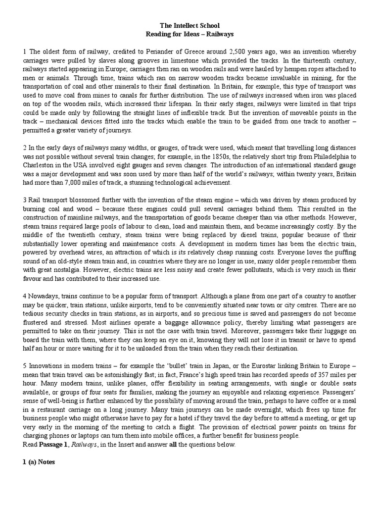 Railways Comprehension-XI | PDF | Rail Transport | Train