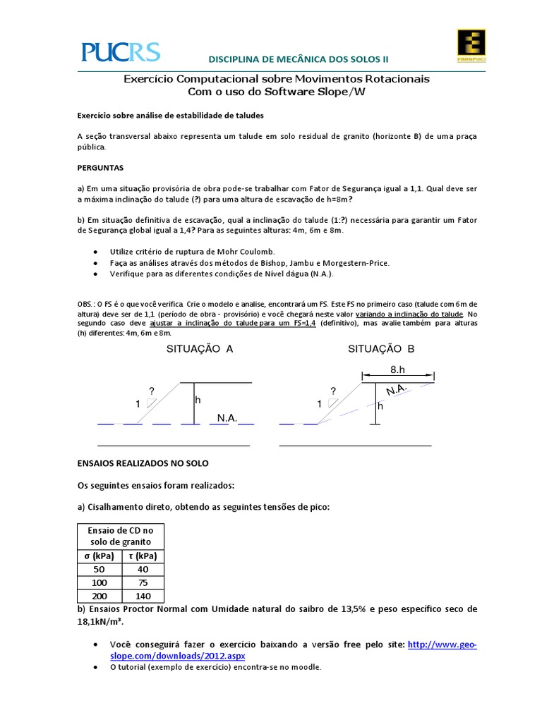 Análise da estabilidade de taludes em solo residual de granito ...