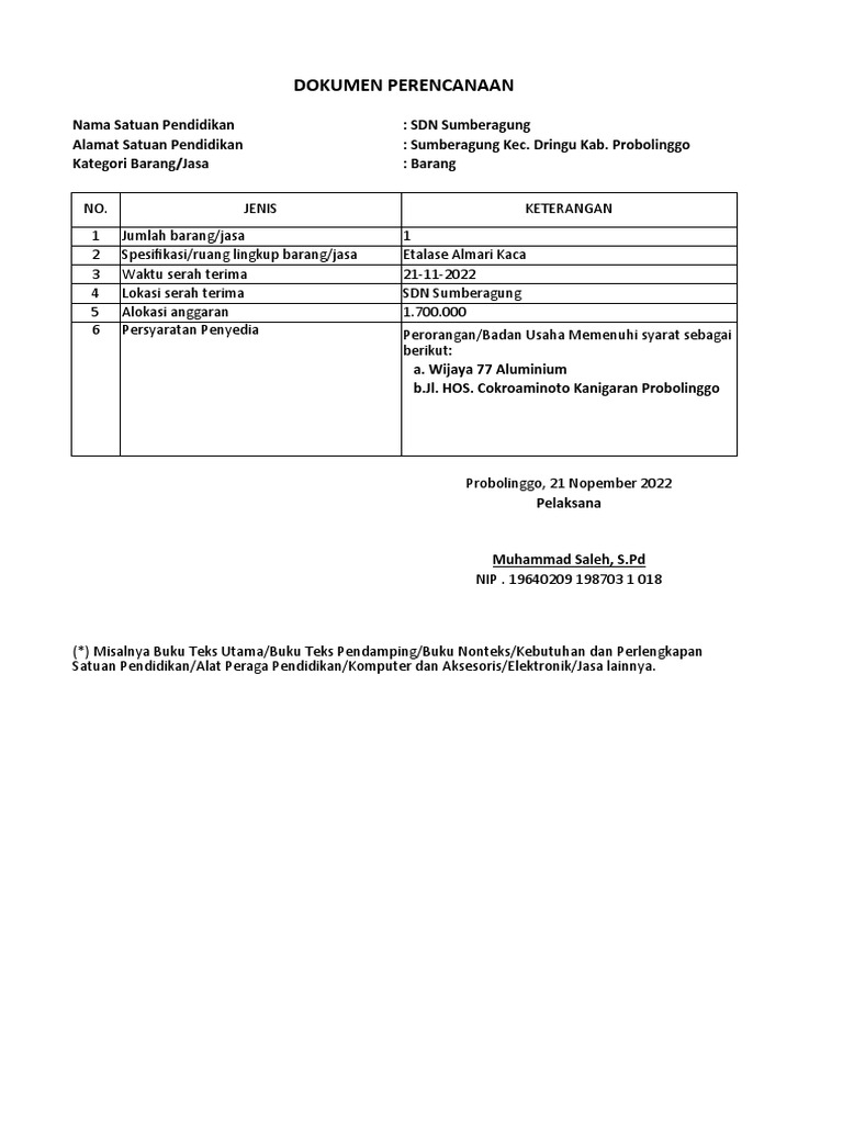 1 Dokumen Perencanaan | PDF