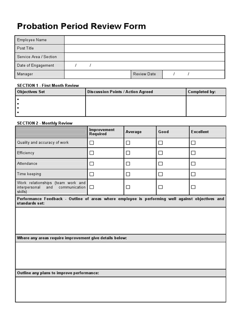 HR Probationary Period Review Form | PDF