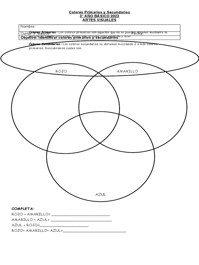 Colores Primarios y Secundarios 3°Básico | PDF